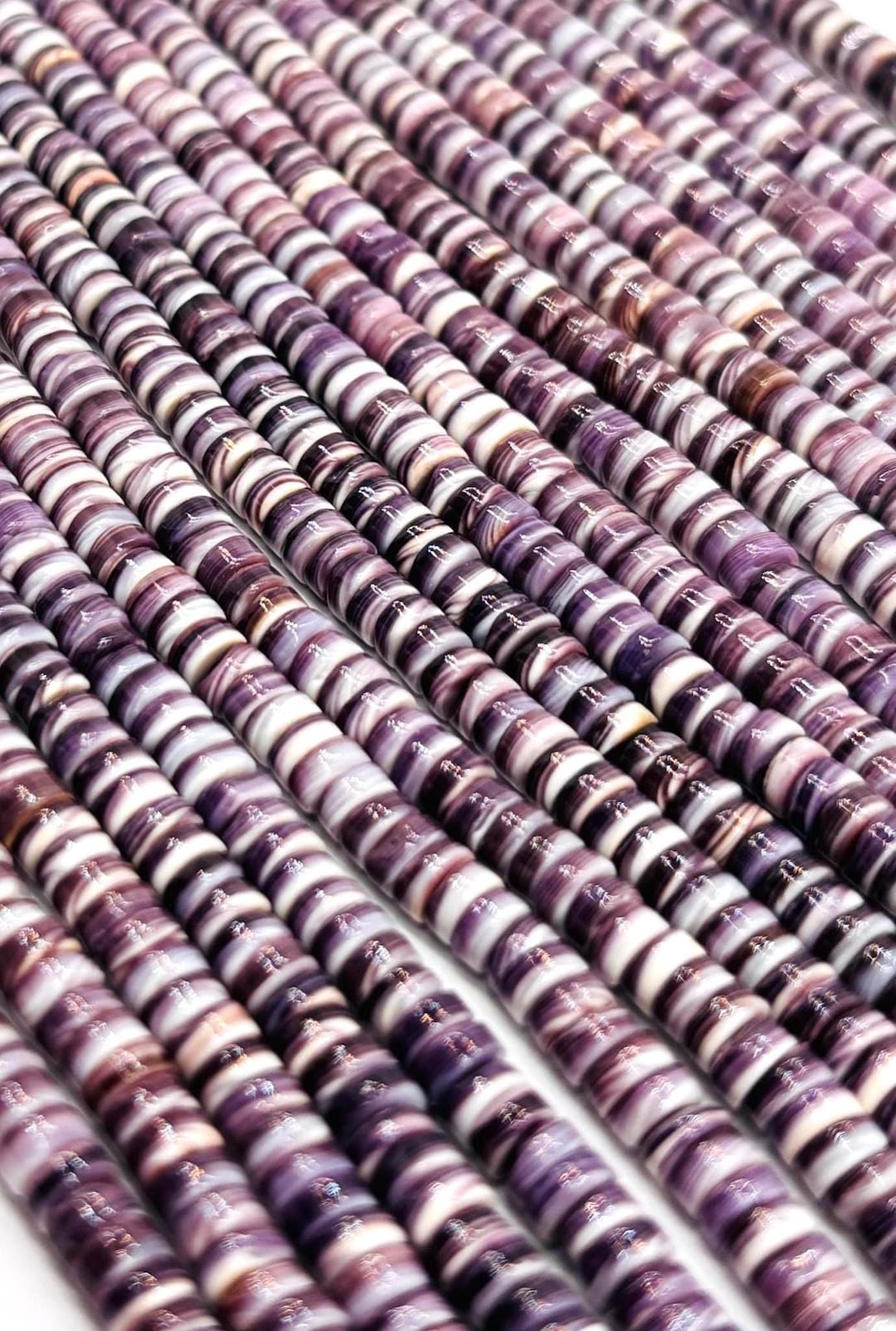 Wampum Quahog Shell Beads •4MM Size • 40 Cm Length (4A) • AAA Quality ...