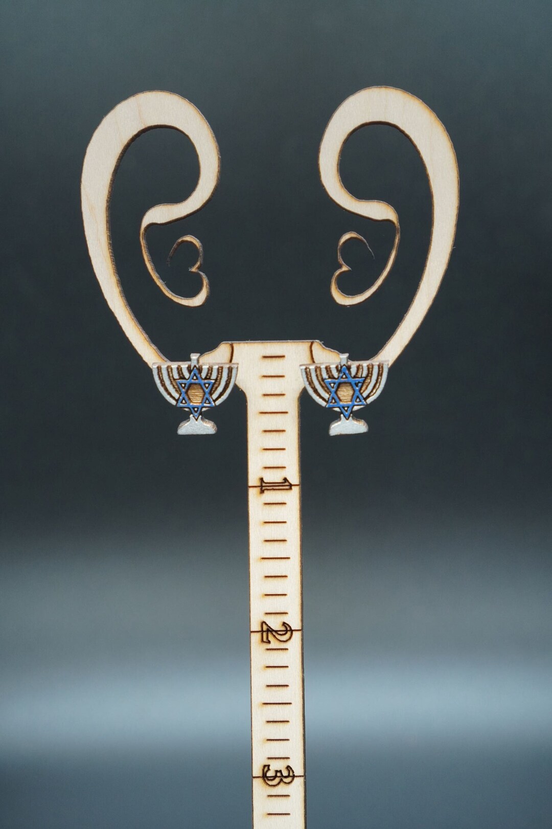 Menorah, Laser Cut, Hand Painted, Recycled Maple, Light Weight, Wooden ...