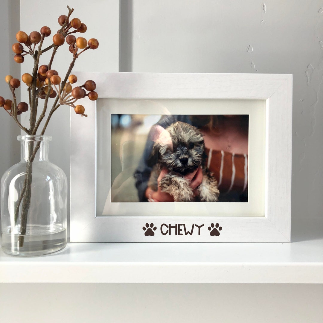 Engraved Pet Name Picture Frame, Paw Print Custom Pet Name Picture ...
