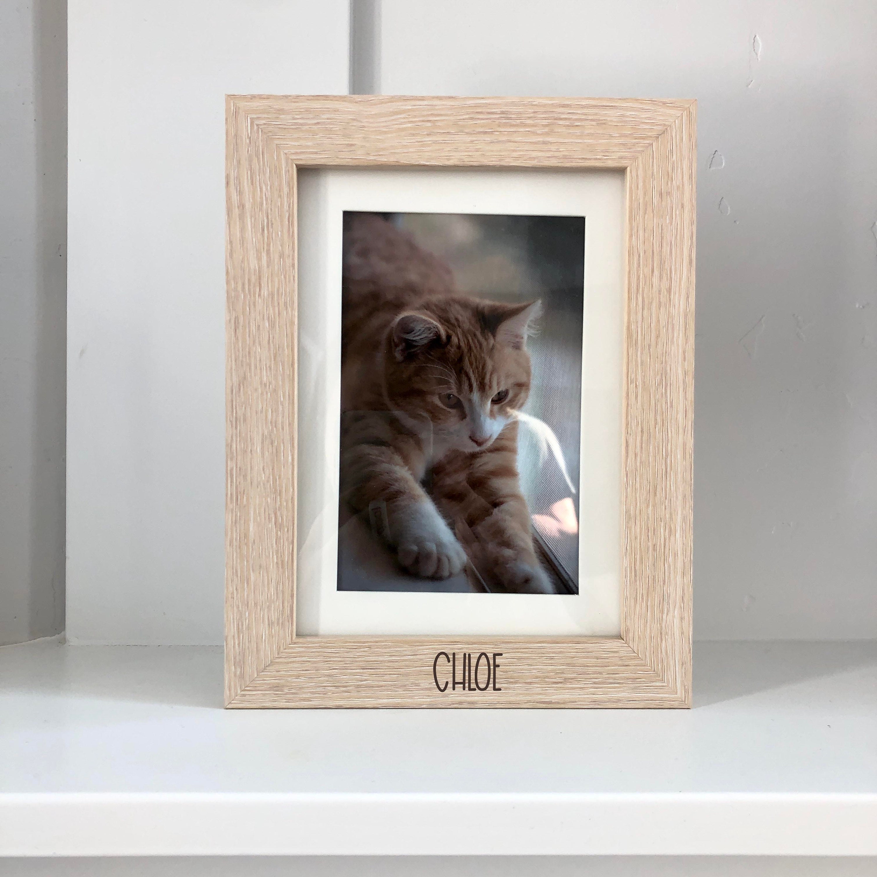 Engraved Pet Name Picture Frame, Cat Custom Pet Name Picture Frame ...