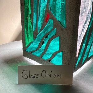 Stained Glass Candleholder, “glass Onion”, Shades of Green, Red ...