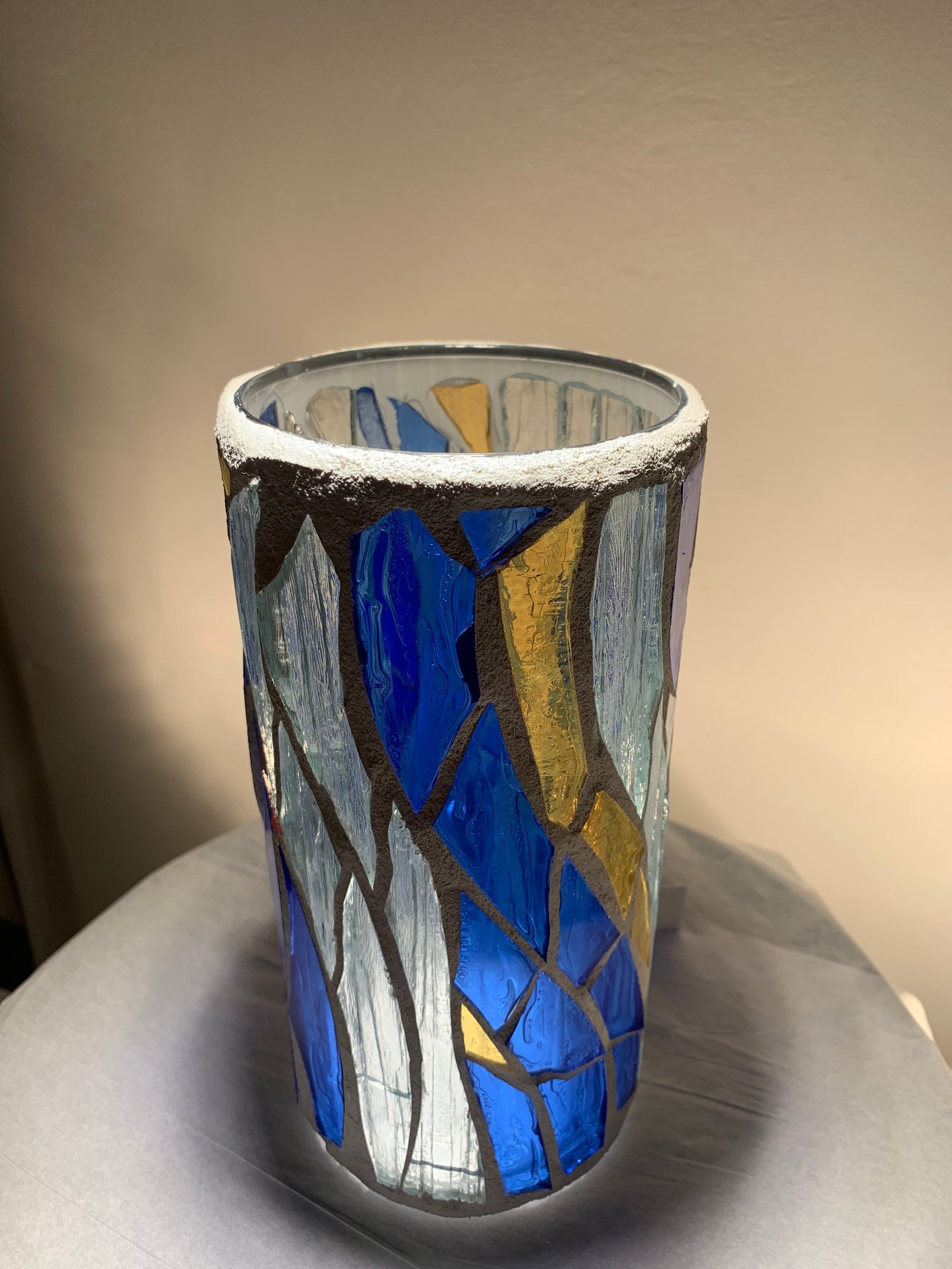 Candleholder Candle the Blue Danube Red Blue and Clear - Etsy