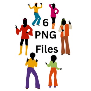 1970s People Fashion Silhouette Clip Art Set, PNG Files - Etsy