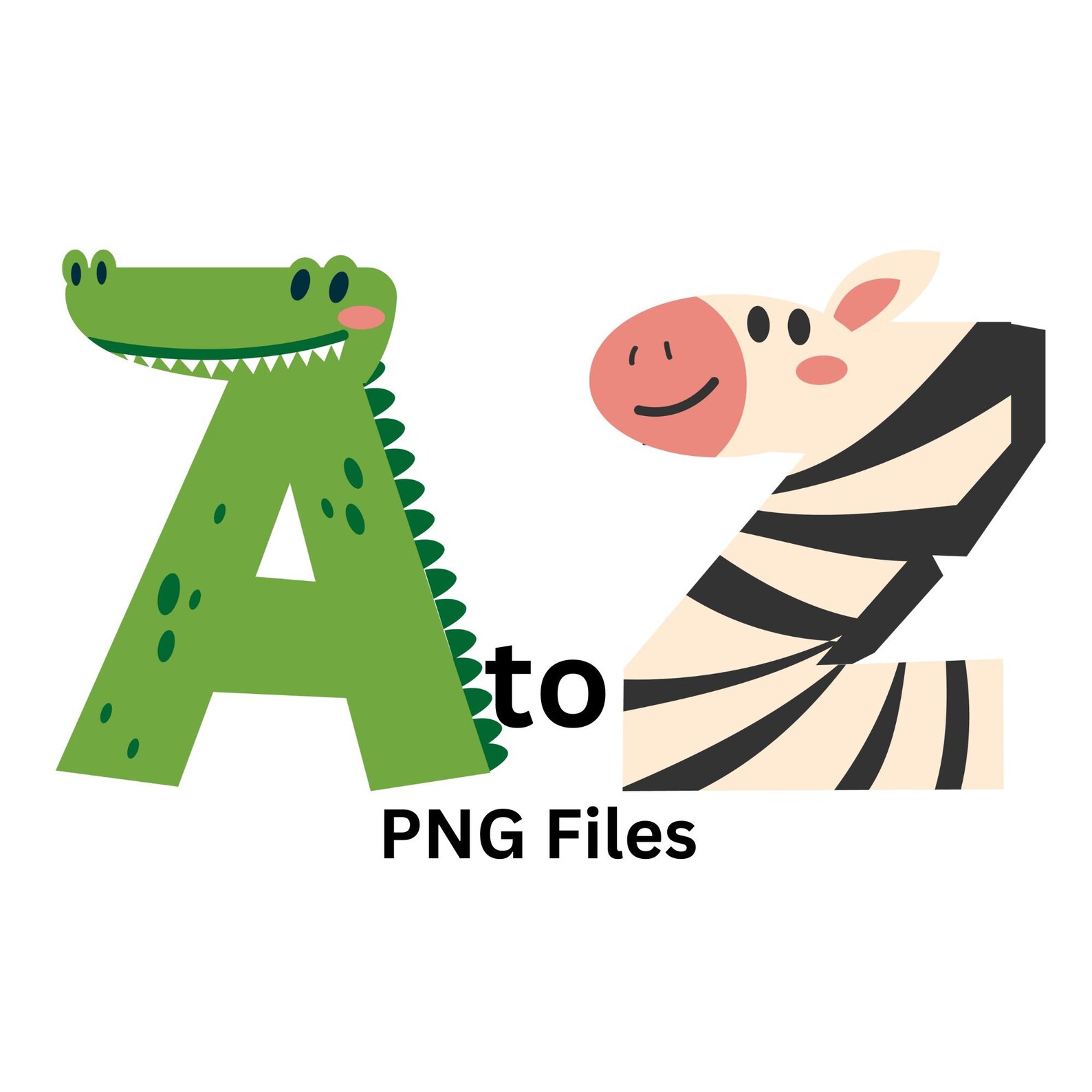 Cute Animal Alphabet Letters Clip Art Set, PNG Files Digital Download ...