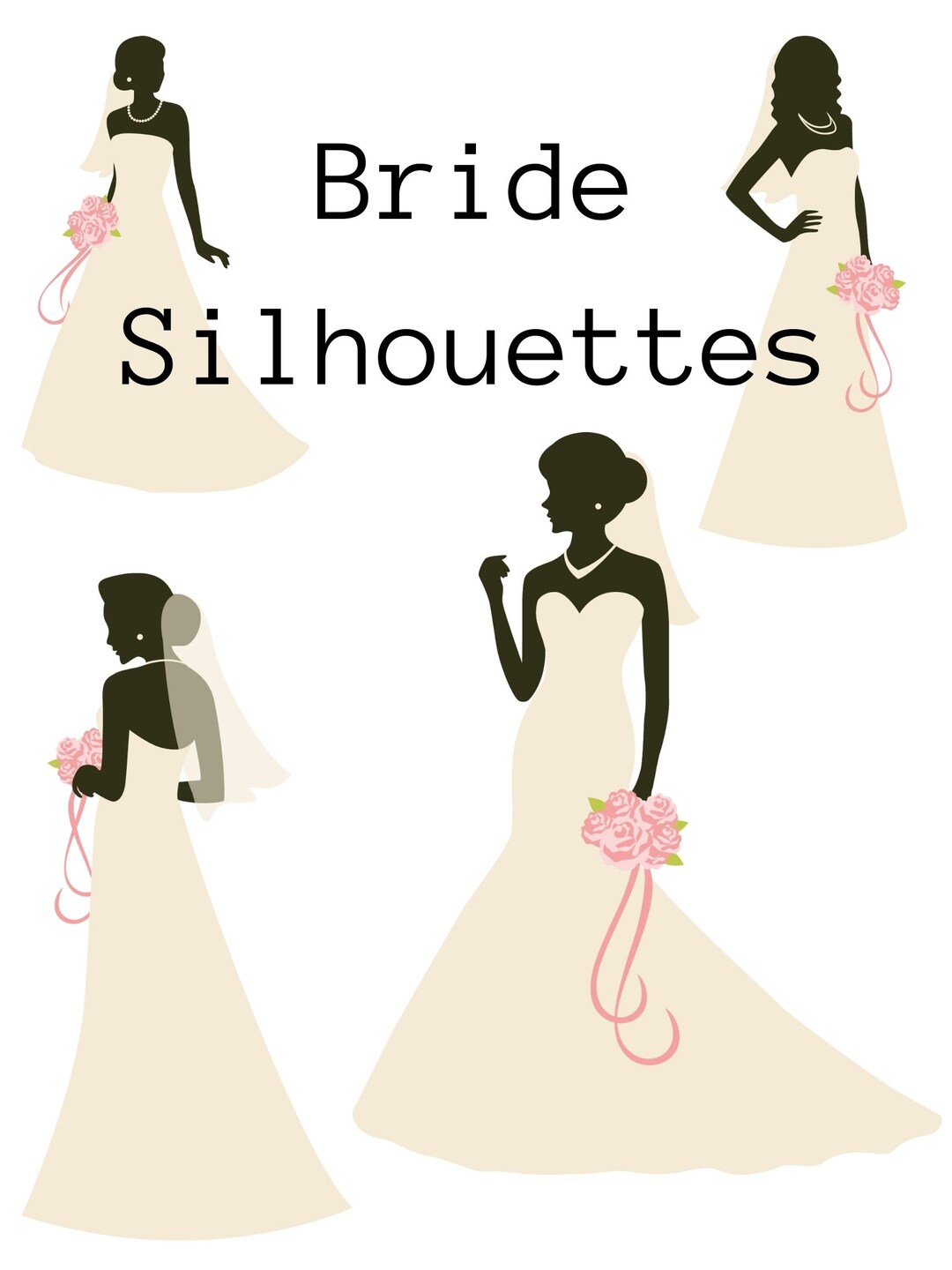 Bride Wedding Silhouette Clip Art Set, PNG Files - Etsy