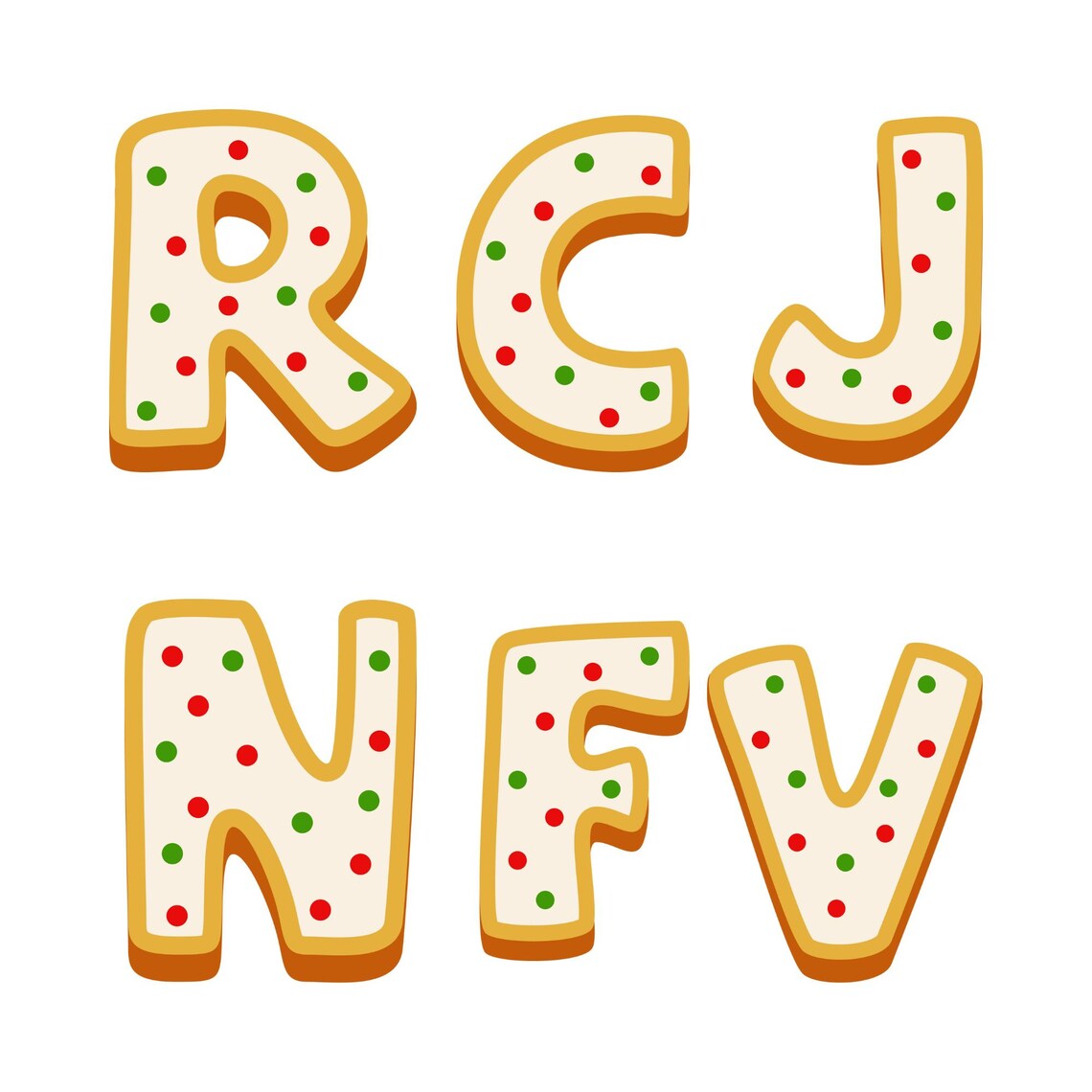 Cookie Alphabet Letters Clip Art Set Digital Download PNG Files - Etsy