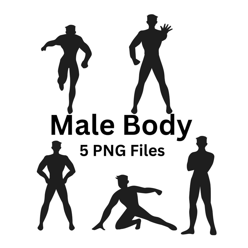 Male Body People Silhouette Clip Art Set, PNG Files - Etsy Australia