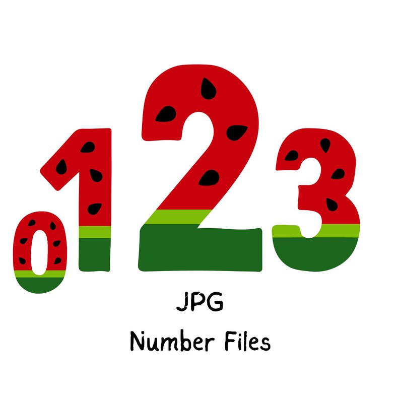 PNG Files Watermelon Numbers Clip Art Set Digital Download Summer Time ...