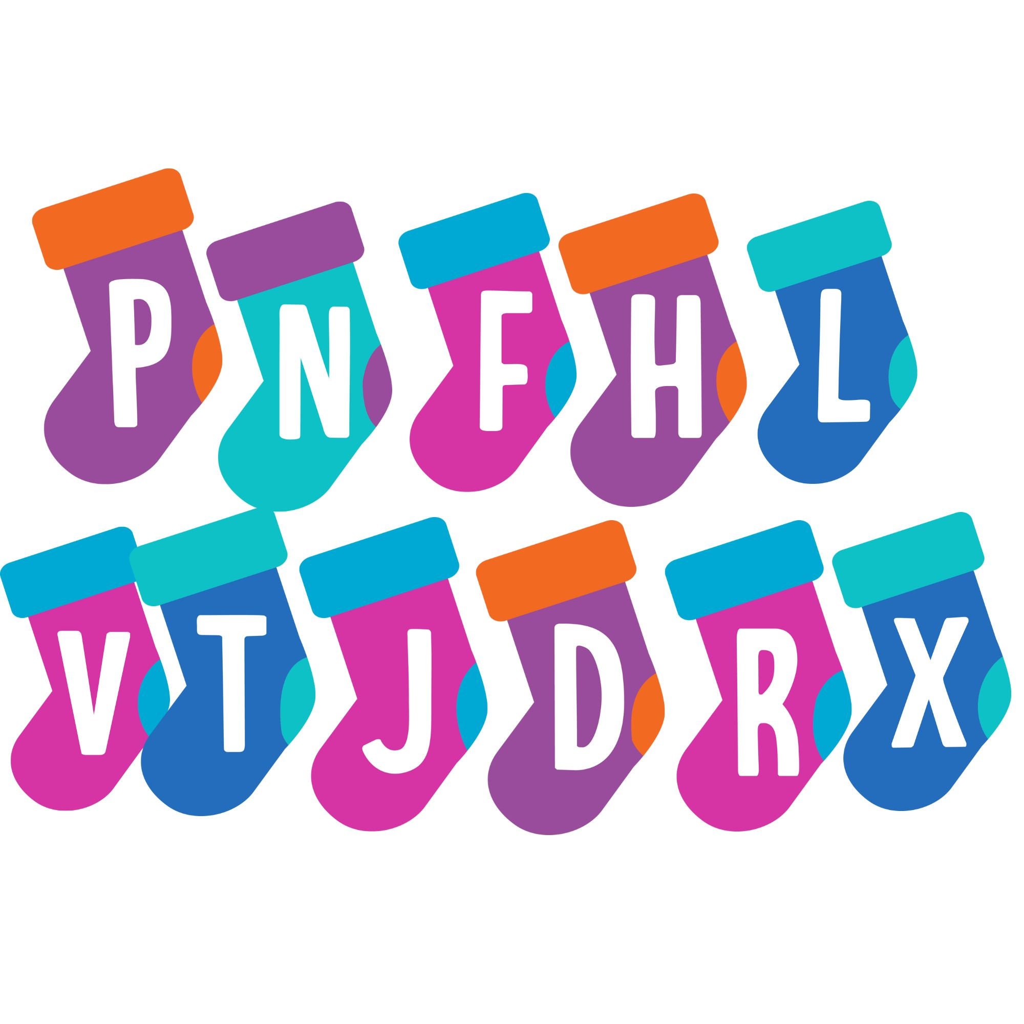 Christmas Stockings Alphabet Letters Clip Art Set Digital Download PNG ...