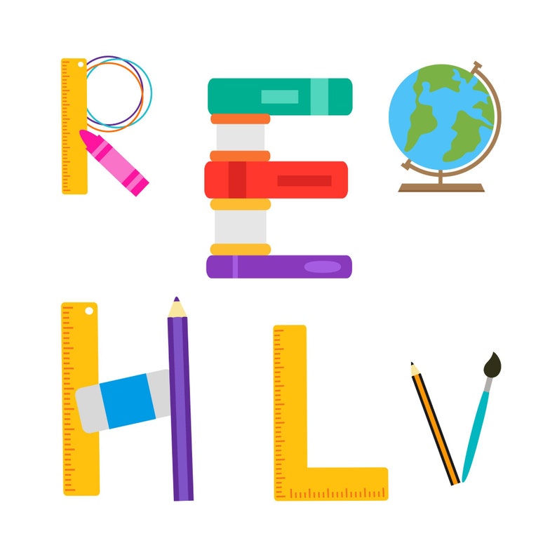 School Supplies Alphabet Letters Clip Art Set - Digital Download PNG ...