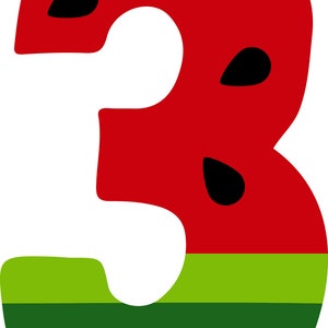 PNG Files Watermelon Numbers Clip Art Set Digital Download Summer Time ...