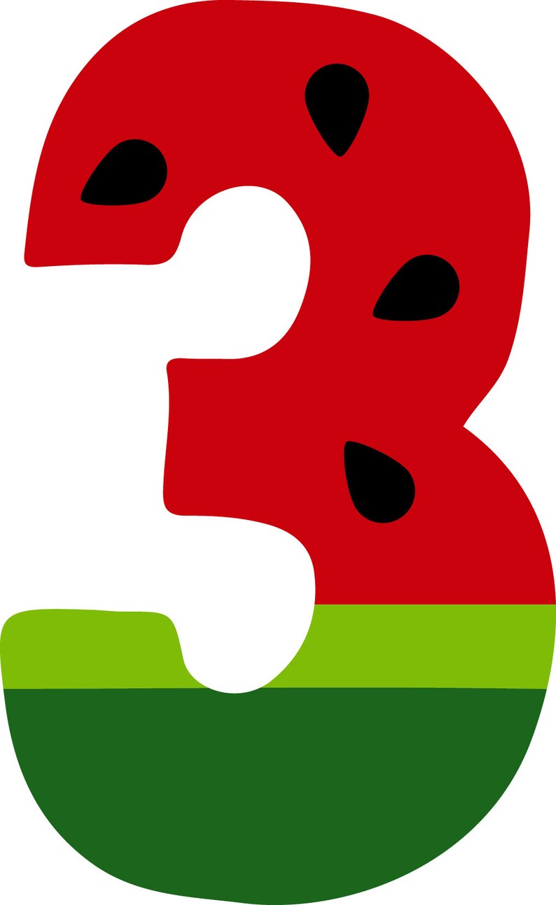 PNG Files Watermelon Numbers Clip Art Set Digital Download Summer Time ...