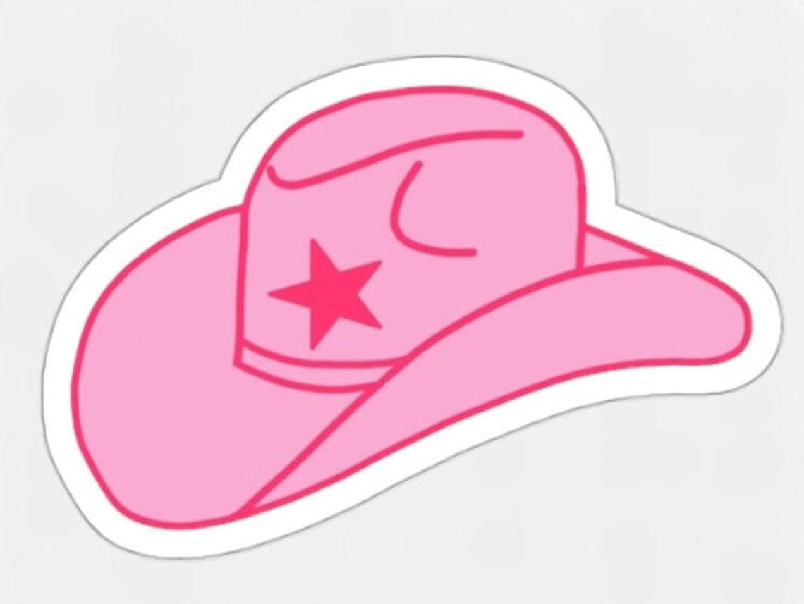 Pink Preppy Cowgirl Hat Sticker - Etsy