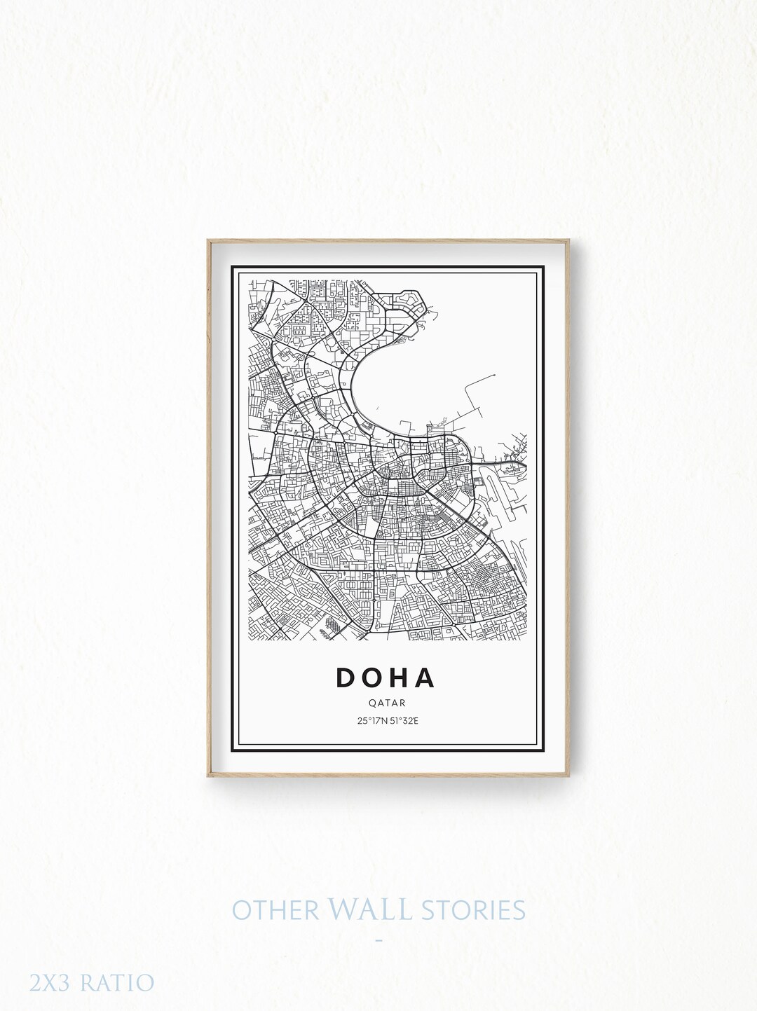 Doha Map Doha Printable Map Qatar Doha City Map Doha Map - Etsy Australia