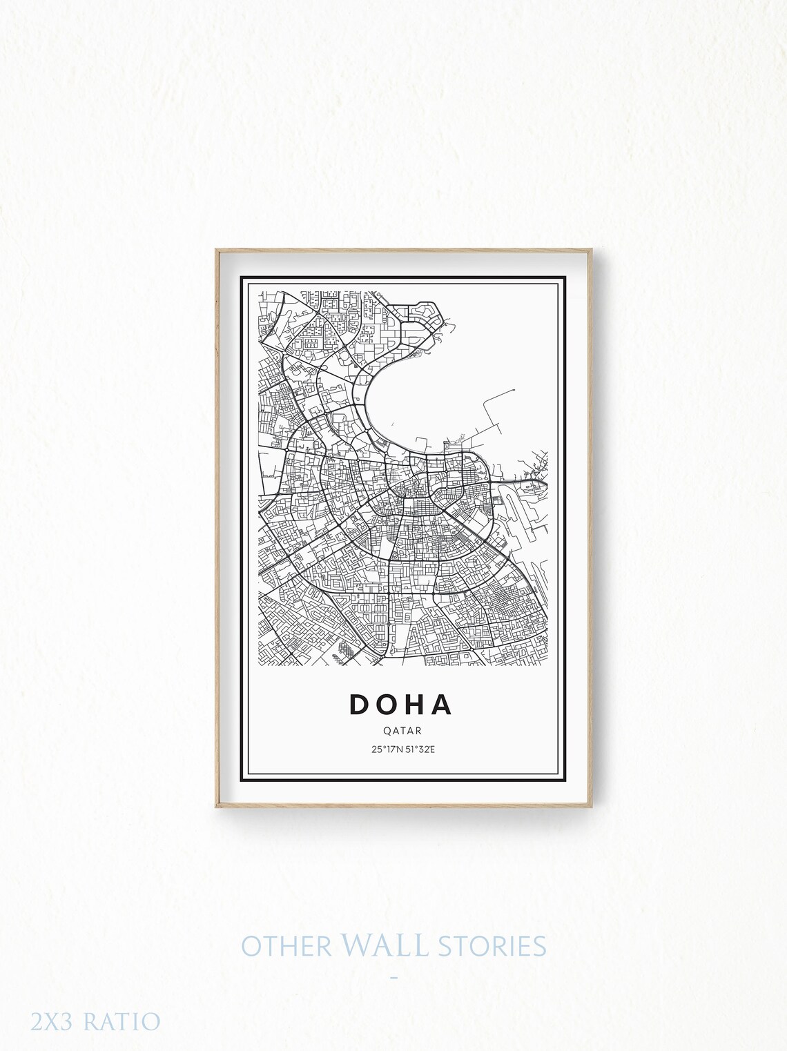 Doha Map Doha Printable Map Qatar Doha City Map Doha Map - Etsy Canada
