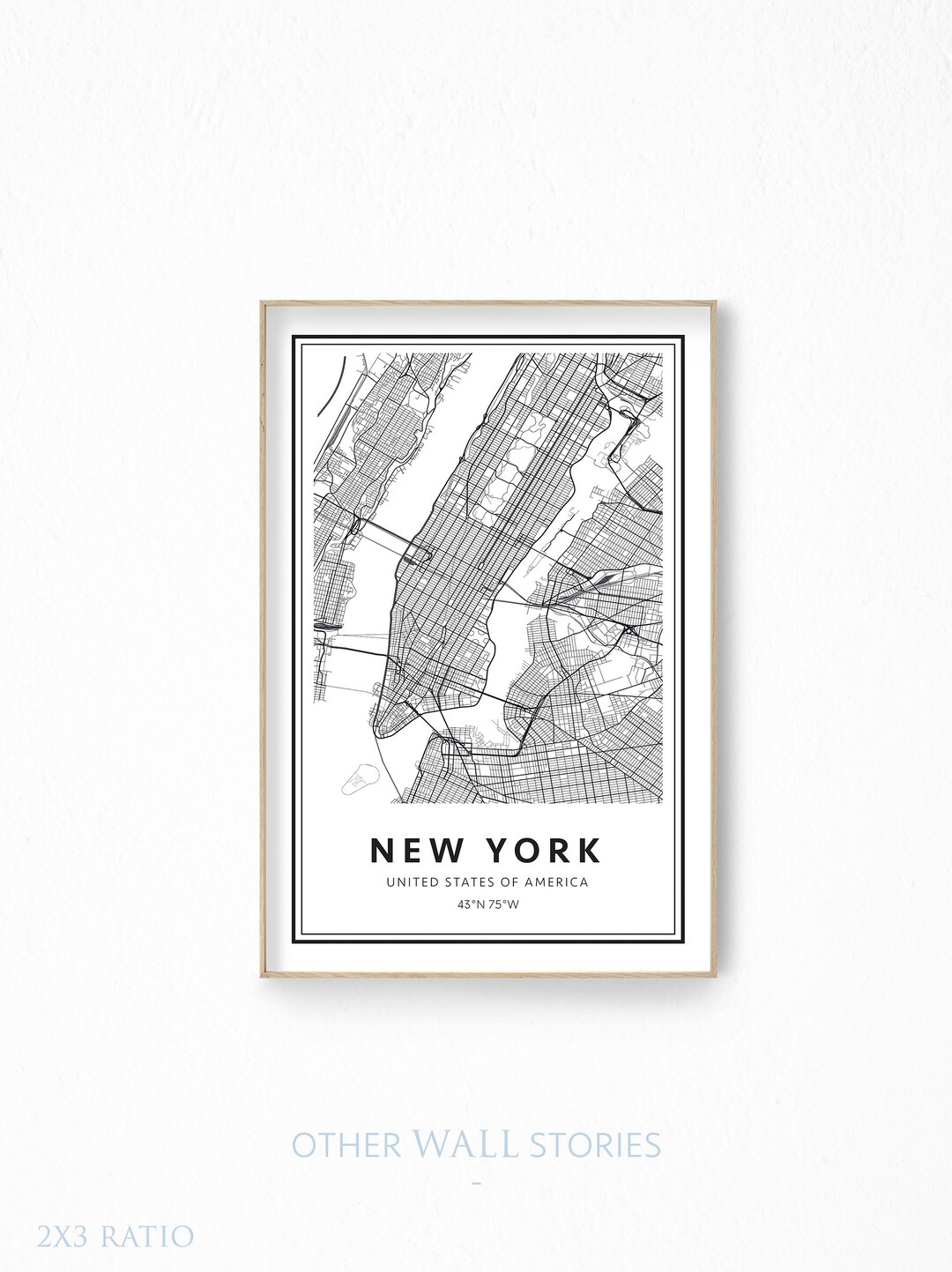 New York Map New York Printable Map New York City Map NYC - Etsy