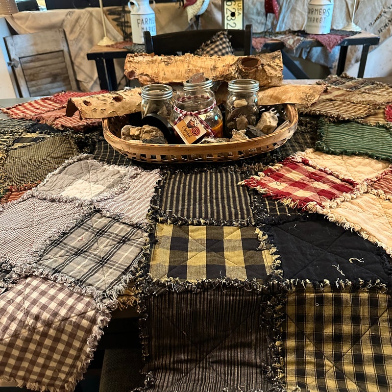 Primitive Rag Quilt - Etsy