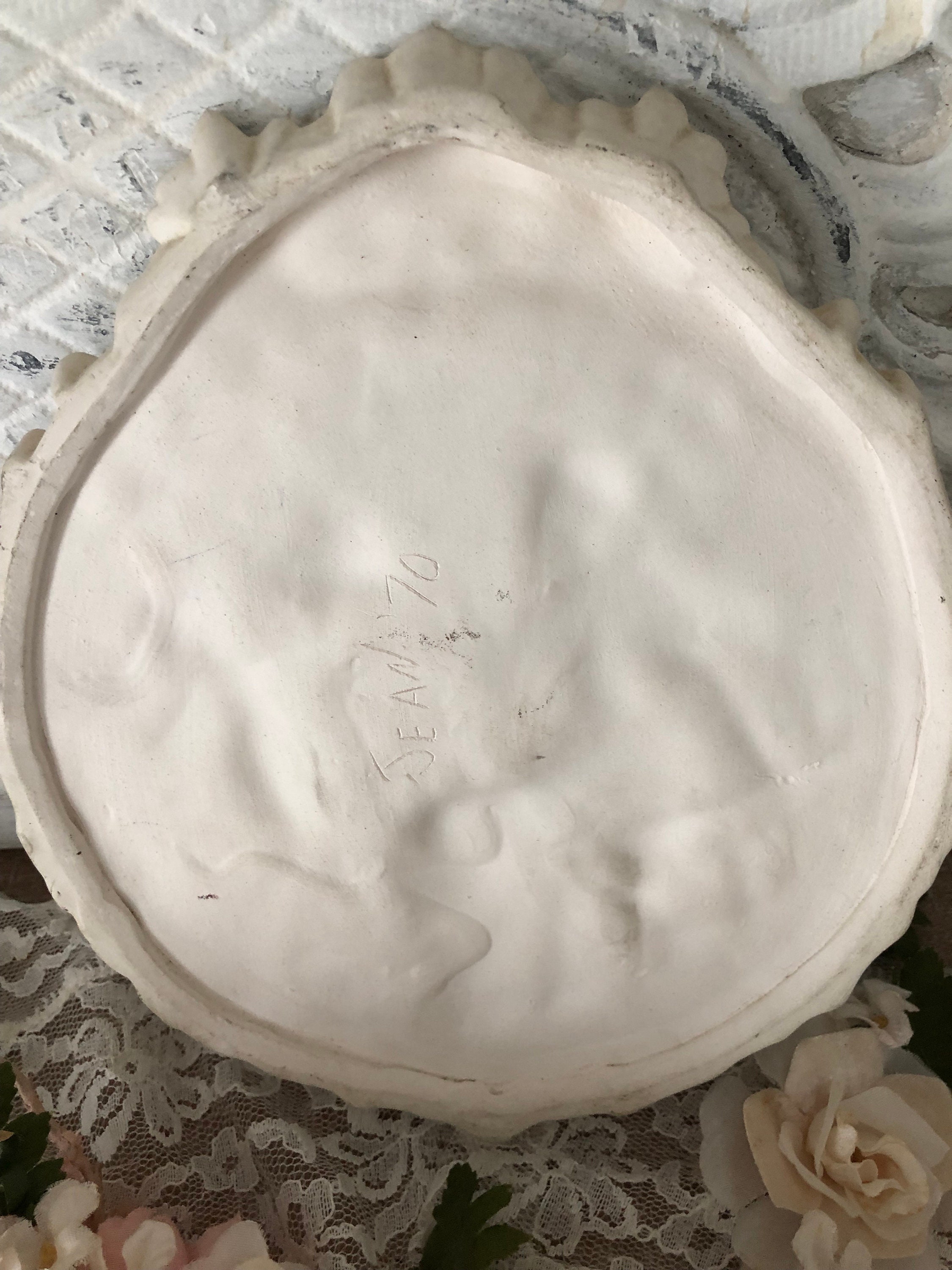 Vintage 1970s Pink Lady Angel Cherub Plaque/pottery/shabby Chic Cottage ...