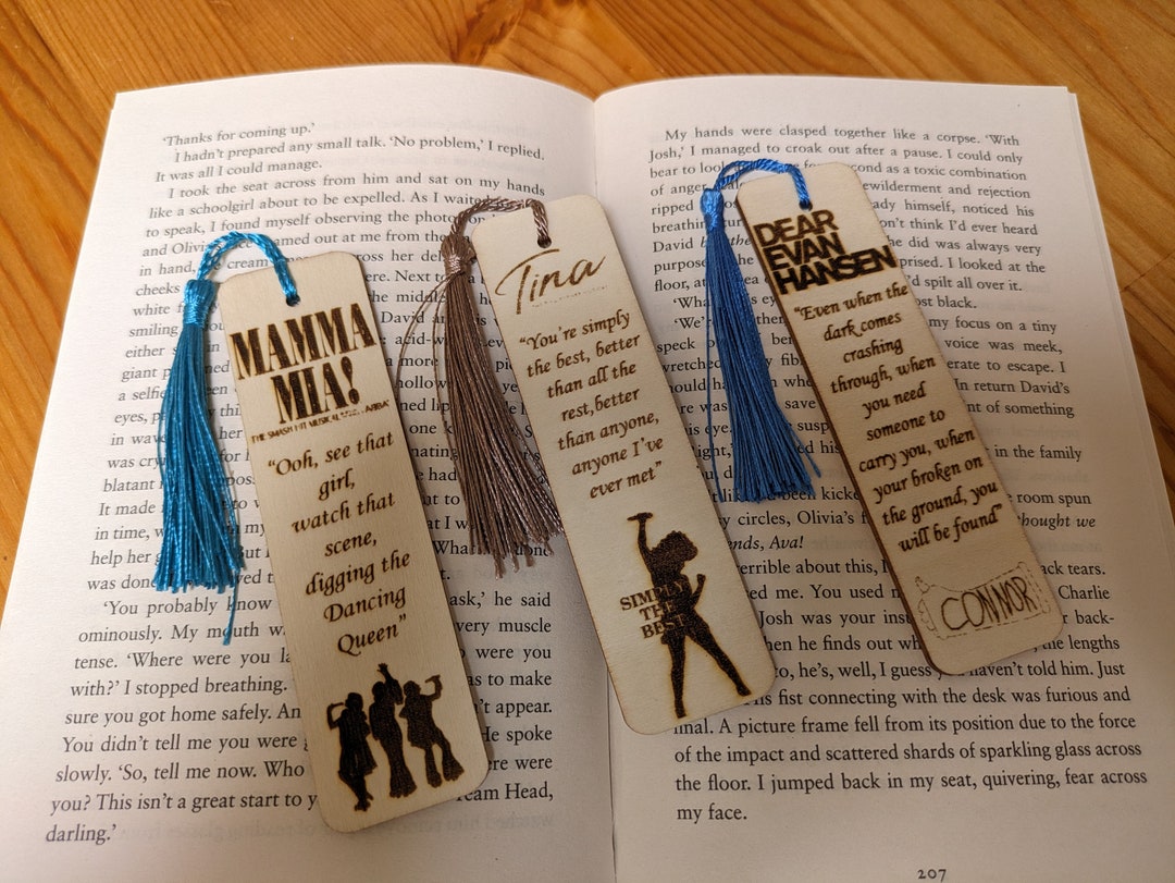 Theatre Shows Gifts Mamma Mia Tina Dear Evan Hansen Laser Engraved Wooden Bookmark Gift - Etsy UK