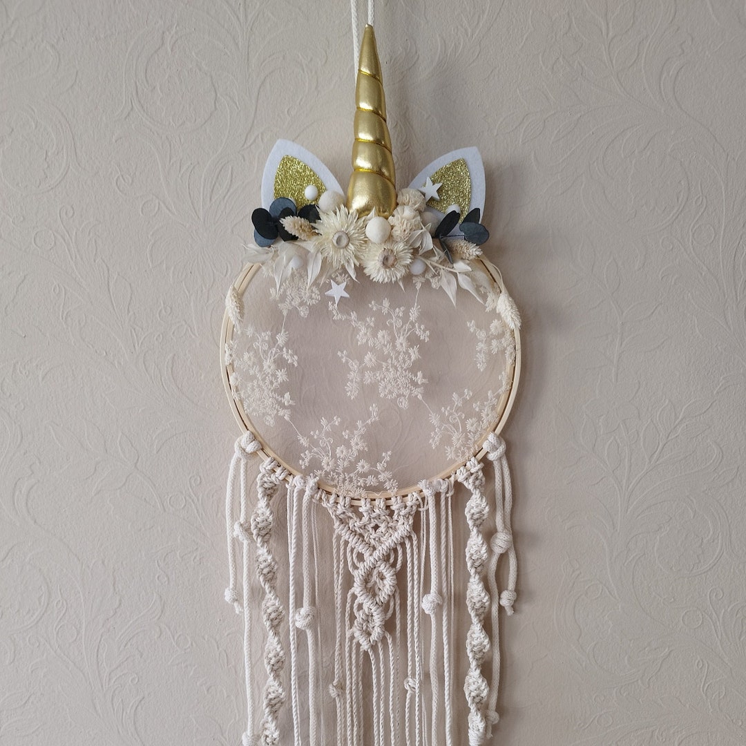 Einhorn Makramee Traumfänger Mit Glitzer - Etsy