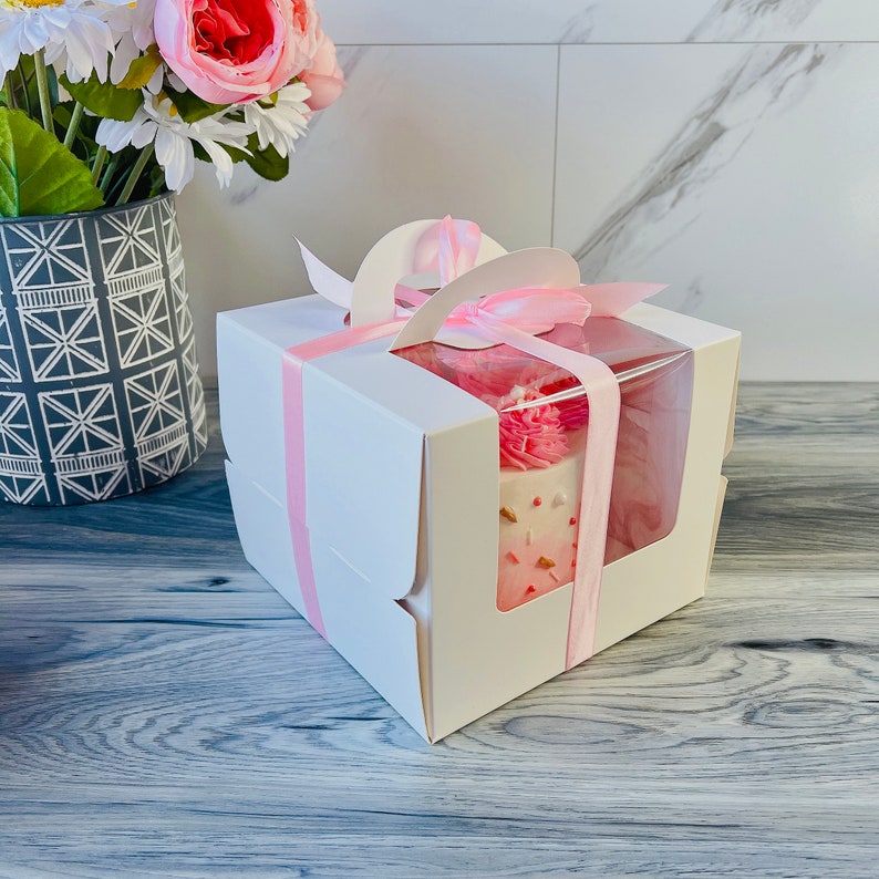 White Square Cake Box With Window Cake Box With Cake Board - Etsy