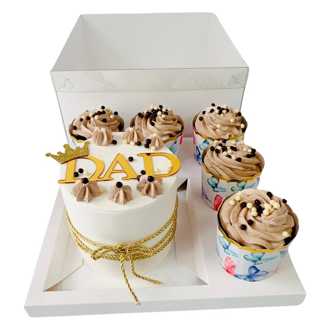 Bento Cake and Cupcakes Combo Boxes With Clear Lid and Cupcake Holes ...