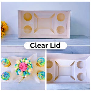 5 Cake and Cupcakes Combo Bento Boxes With Clear Lid and Cupcake Holes ...