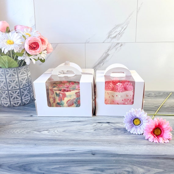 White Square Cake Box With Window Cake Box With Cake Board | Etsy