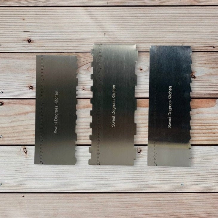 3 PCs Stainless steel Double Sided Cake Scrapers Metal Icing | Etsy