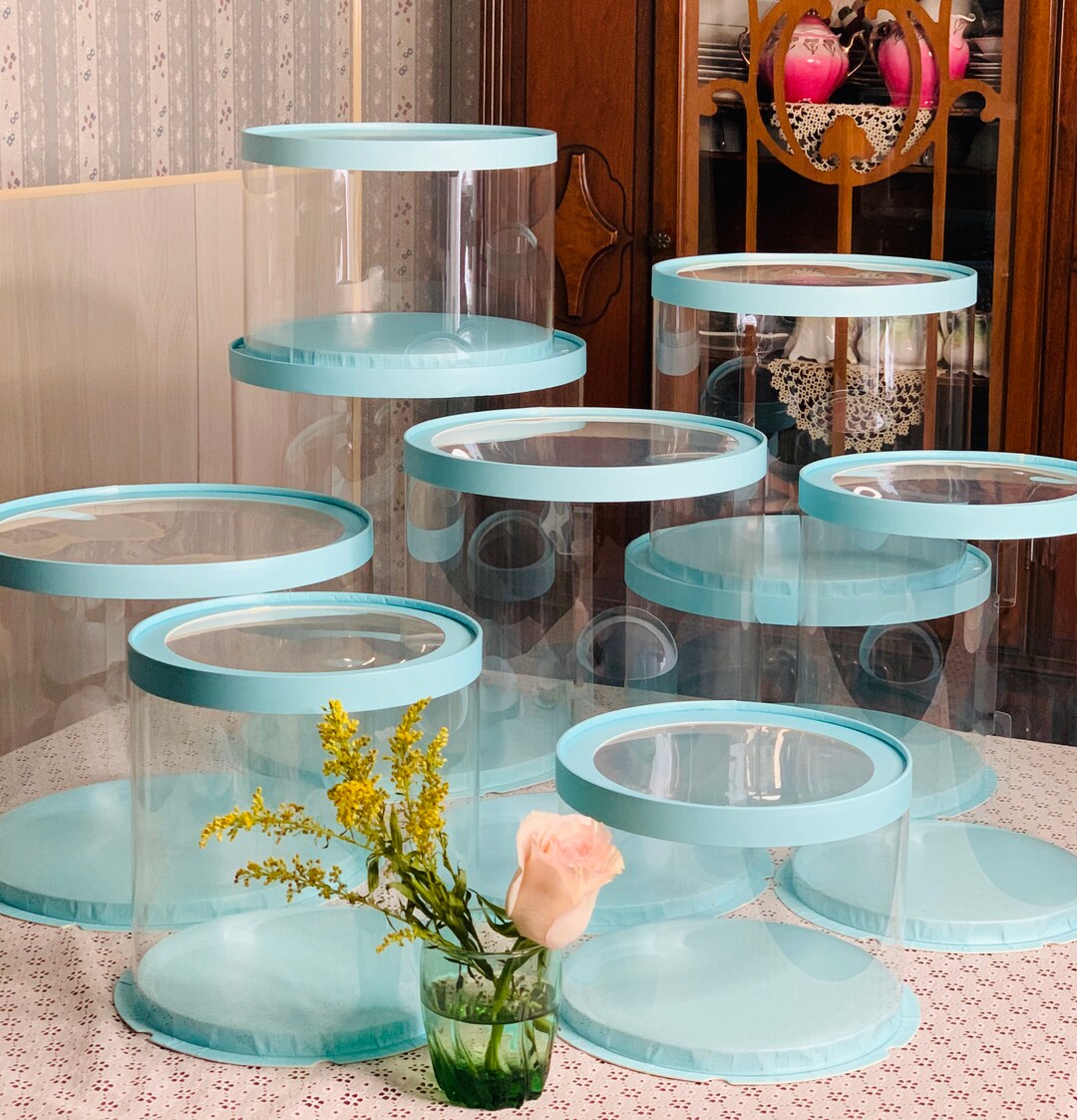 Blue Clear Cake Boxes 5 Sets - 11.75