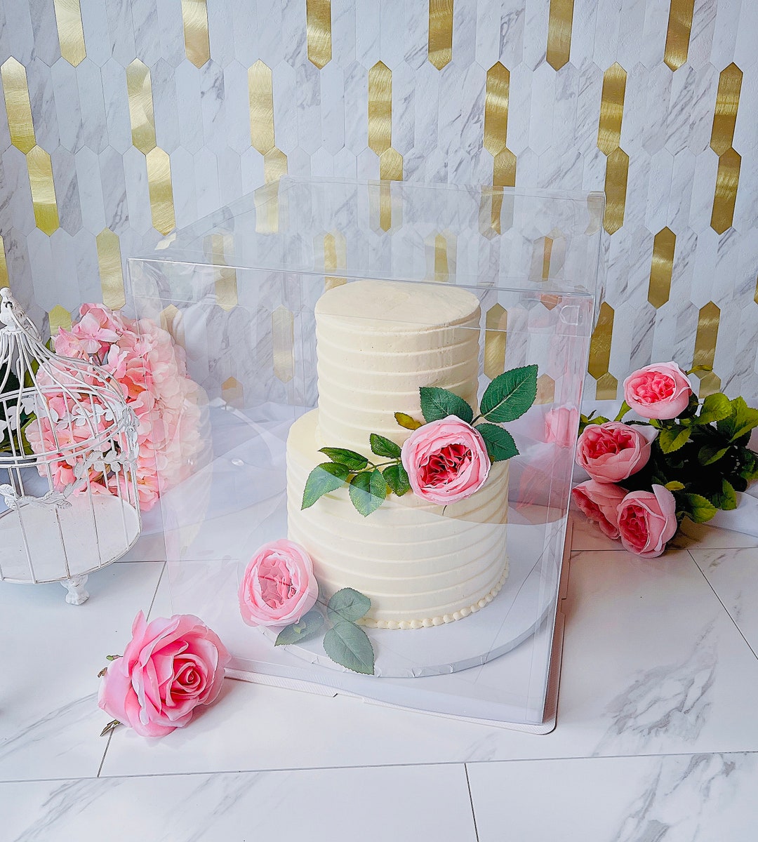 10 Sets 14"l X 14"w X 16"h Extra Large and Tall Clear Cake Box With ...
