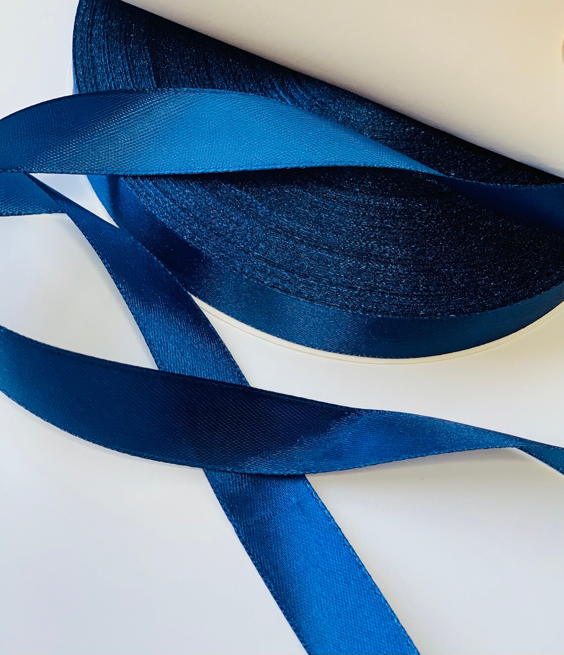 Rolled up Navy Blue Satin Ribbon 100 Yards Dark Blue - Etsy