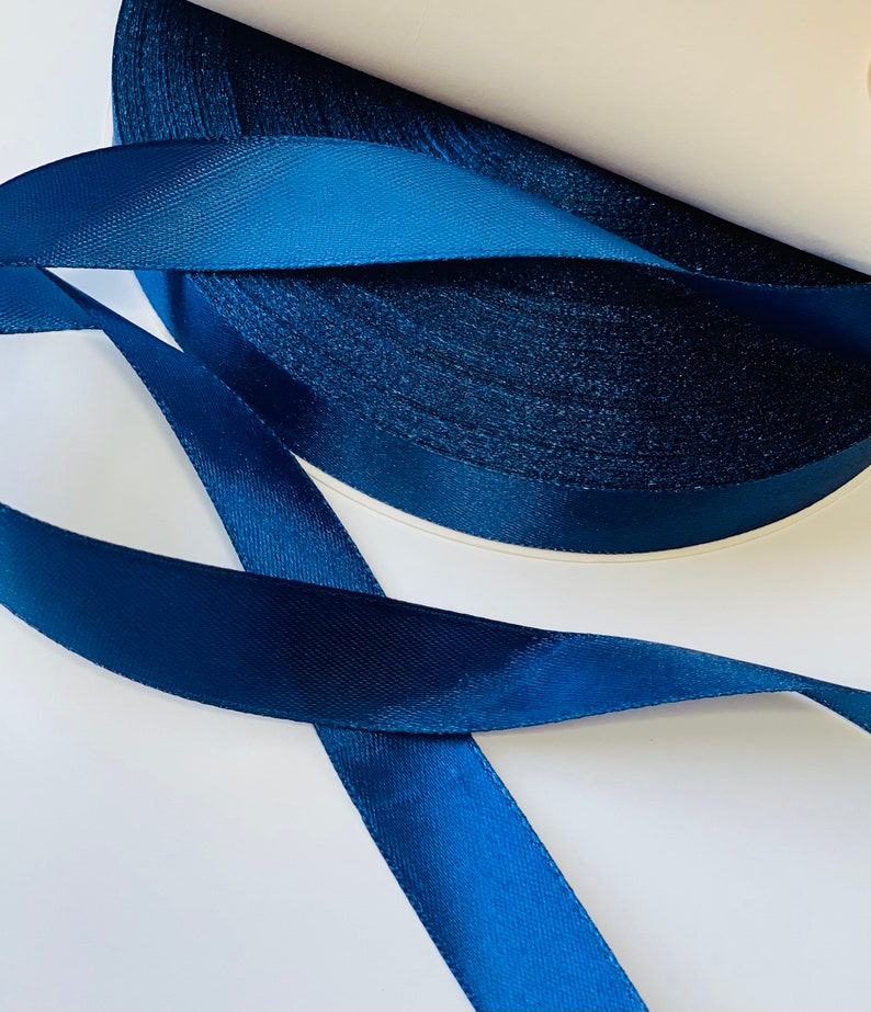 Rolled up Navy Blue Satin Ribbon 100 Yards Dark Blue - Etsy