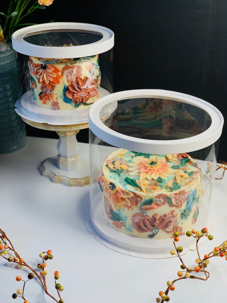 2 Sets Round Clear Cake Boxes Clear Cake Box With Window - Etsy