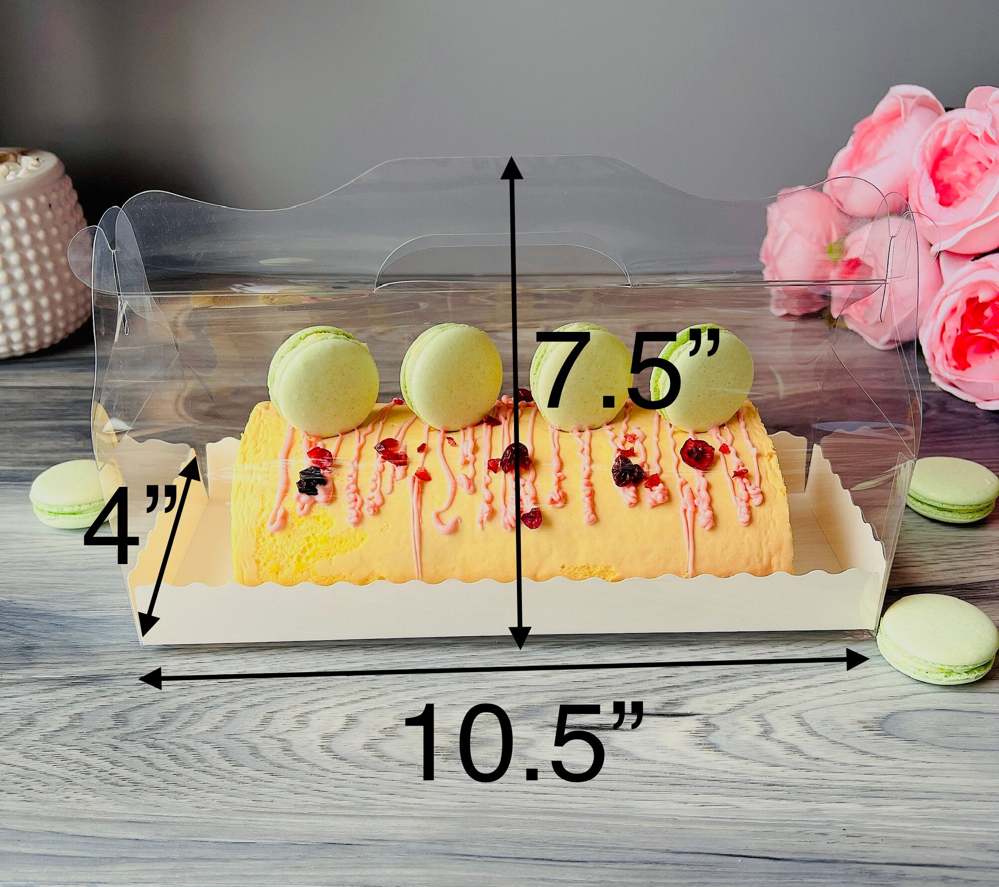 Clear Cake Roll Boxes With Handle 10 Sets Swiss Roll Cake | Etsy