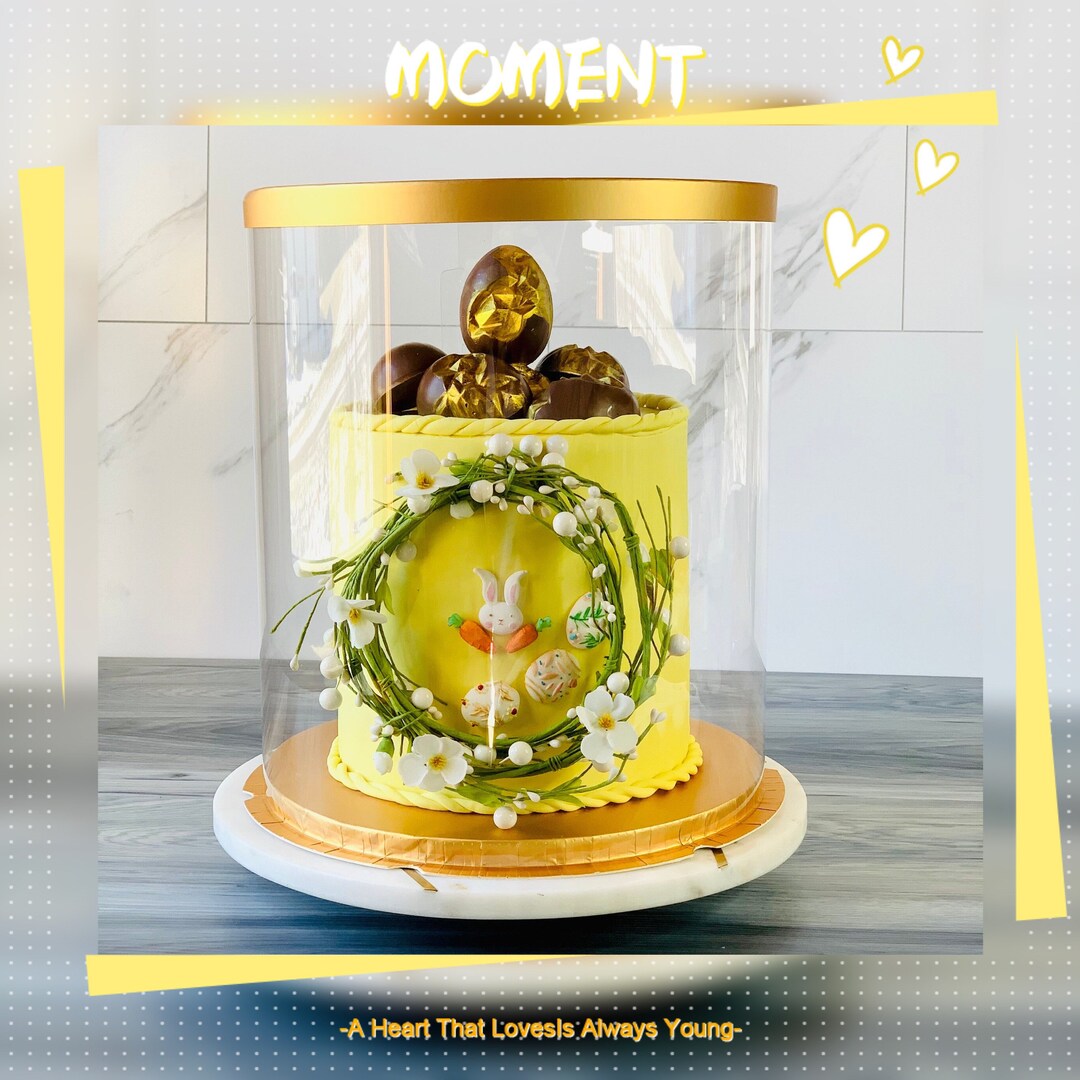 Large Round Tall Gold Clear Cake Box 11.75 D X 13.5 H Clear Cake Boxes ...