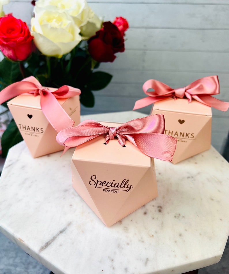 50 Pcs Triangle Pink Wedding Favor Boxes With Ribbon Luxury - Etsy