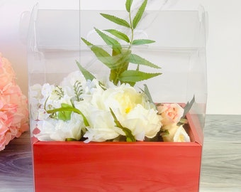 5 Sets Cake Flower Gift Boxes With 5 Pcs Small Clear Cake Boxes,for ...