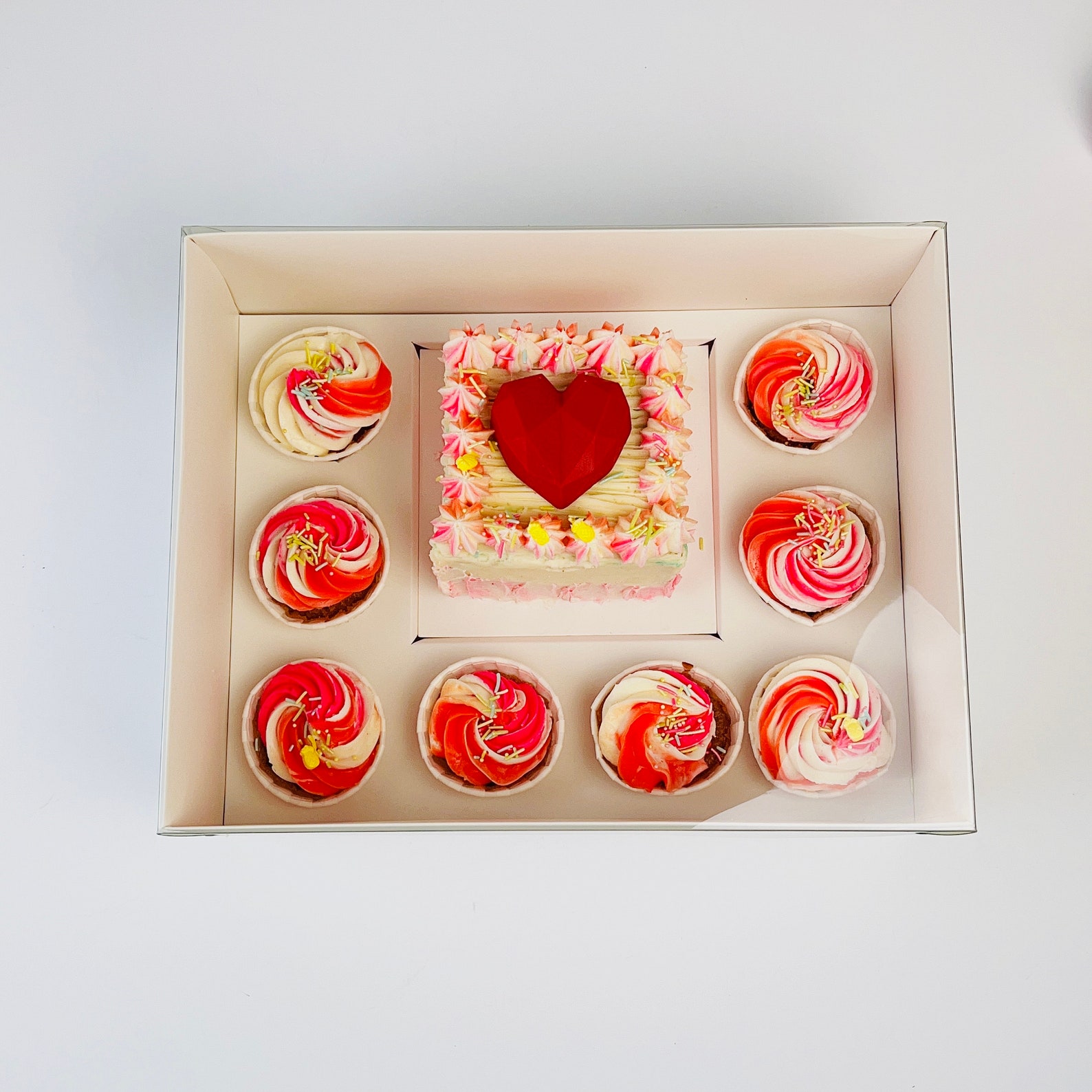 5 Cake and Cupcakes Combo Bento Boxes With Clear Lid and Cupcake Holes ...