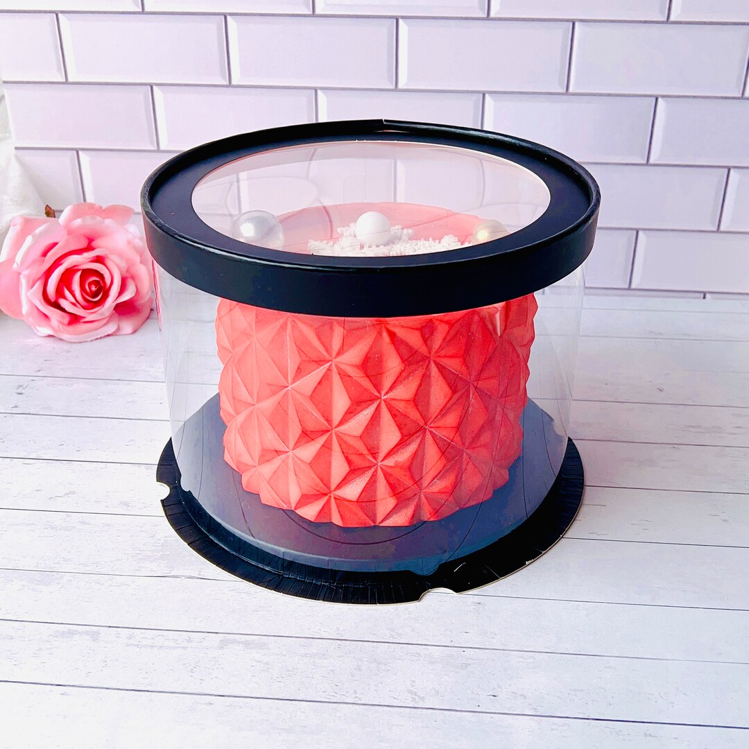 Black Round Clear Cake Boxes and Ribbon 8.5 D by - Etsy