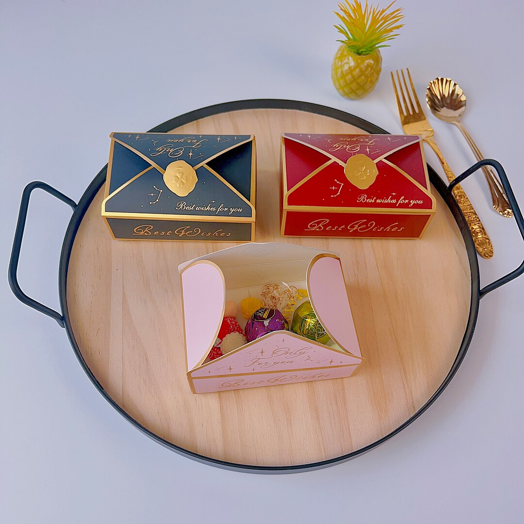 50 Pcs Vintage Wax Seal Envelope With Gold Accents Wedding Favor Boxes ...