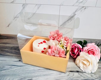6 Sets Cake Flower Gift Boxes With 6 Pcs Small Clear Cake Boxes,for ...