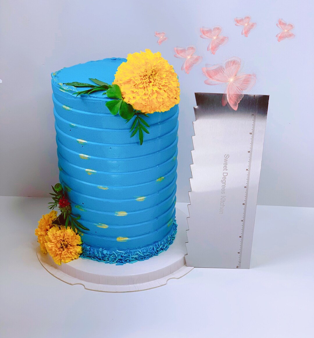 Stainless Steel Double Sided Cake Scraper, Metal Icing Smoother, Metal ...