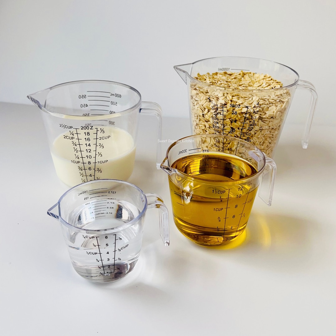 Measuring Cups and Spoons Set, 4 Plastic Measuring Cups for Dry and ...