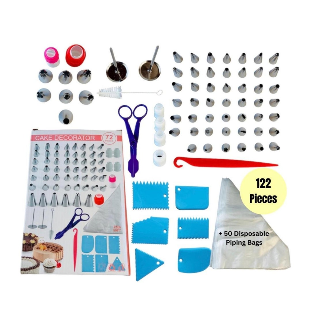 122 Pcs Cake Decorating Kit, 48 Cake Decorating Tips With 50 Disposable ...
