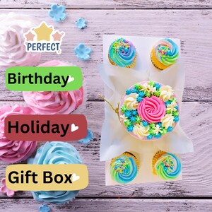 5 Cake and Cupcakes Combo Bento Boxes With Clear Lid and Cupcake Holes ...