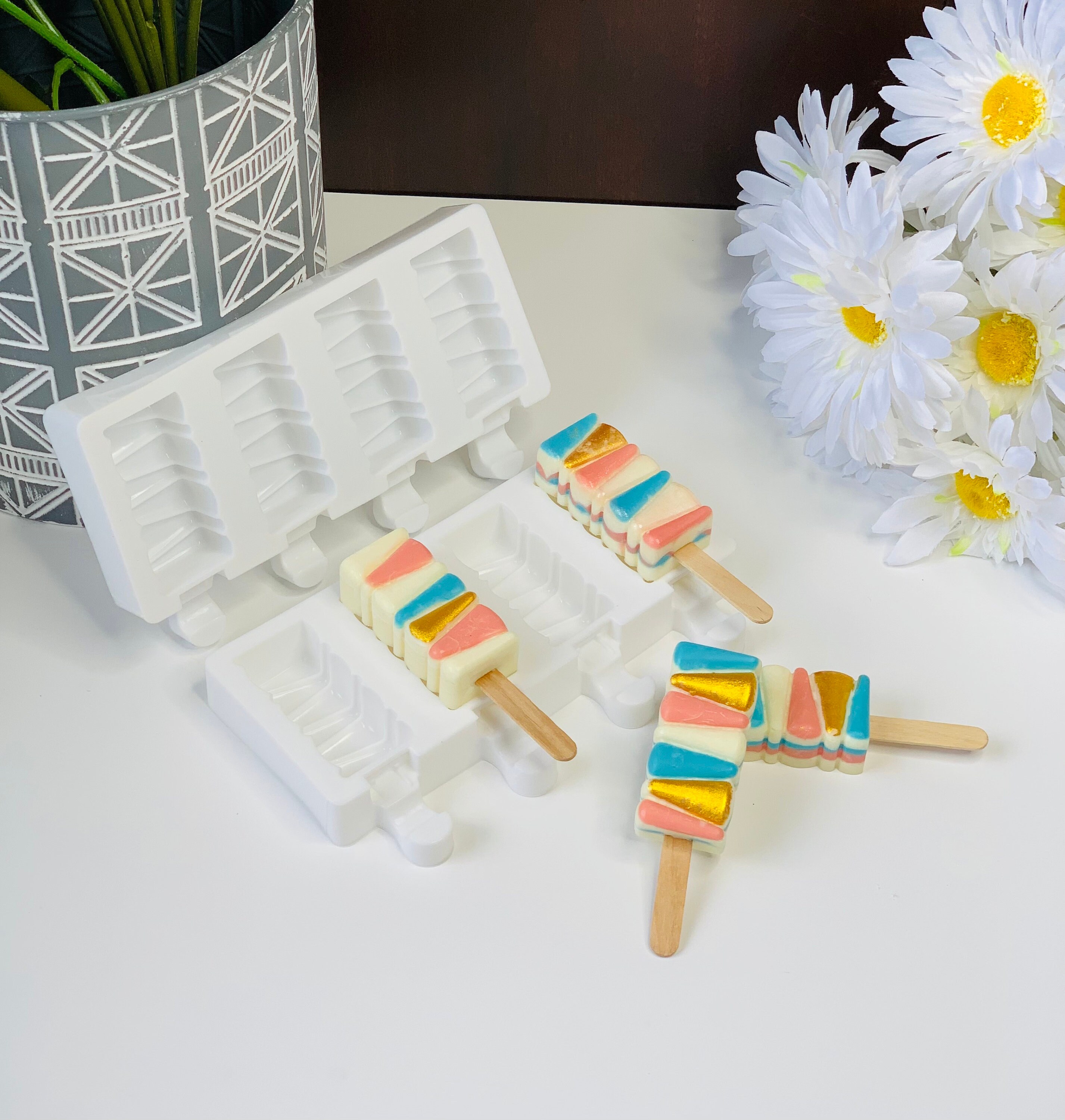 Sets of 2 Zig Zag Stripe Mini Popsicle Molds/chocolate Candy - Etsy UK