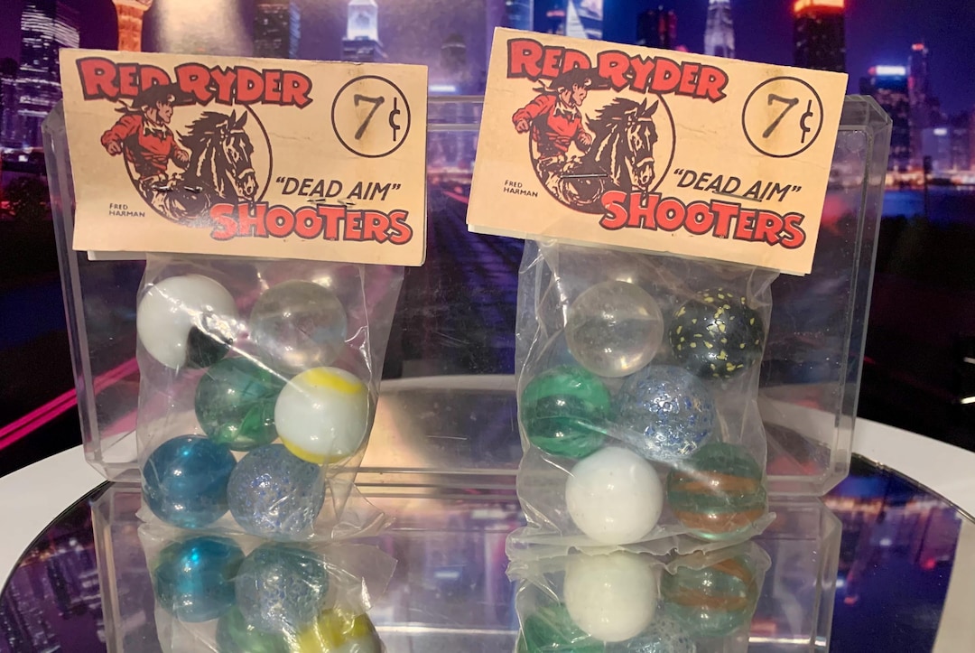 2 Packages Very Rare Vintage Red Ryder Dead Aim Shooter Marbles in the ...