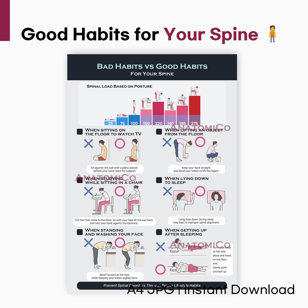 Spinal Health Poster – Bad Vs Good Habits for Your Spine | Physical ...