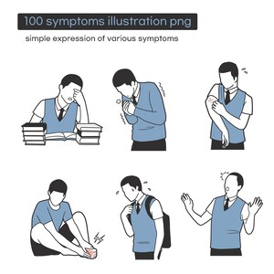 100 Types of Symptom Expression Illustration Collection Pack - Etsy